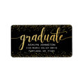 Graduation modern gold script on black address label | Zazzle