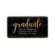 Graduation modern gold script on black address label | Zazzle