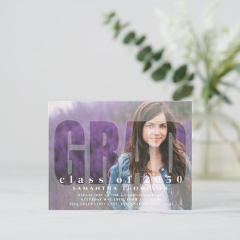 Graduation Modern Grad Typography 2 Photo QR Code Postcard | Zazzle