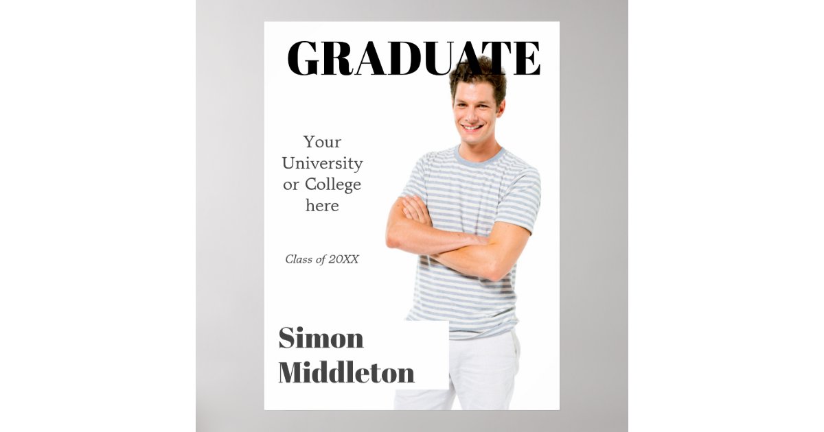 Graduation Modern Graduate Black Headline Photo Poster | Zazzle