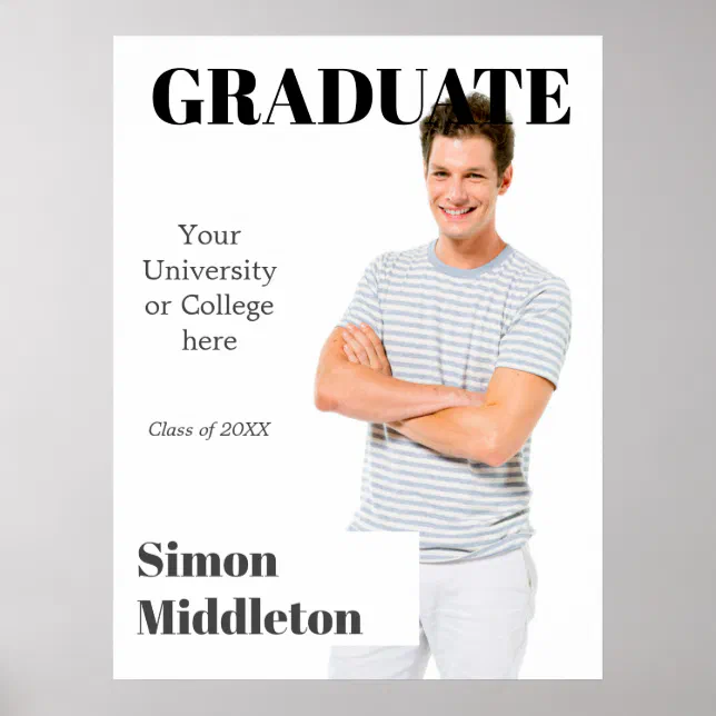 Graduation Modern Graduate Black Headline Photo Poster | Zazzle
