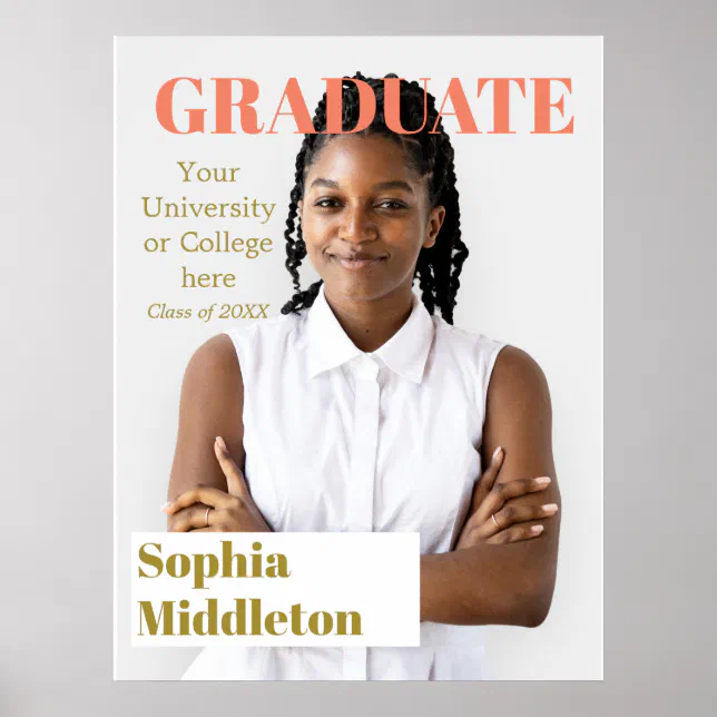 Graduation Modern Graduate Headline Photo Poste Poster | Zazzle