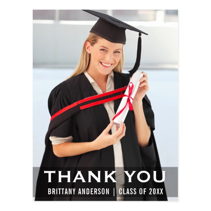 Graduation Modern Graduate Photo Thank You Postcard | Zazzle.com