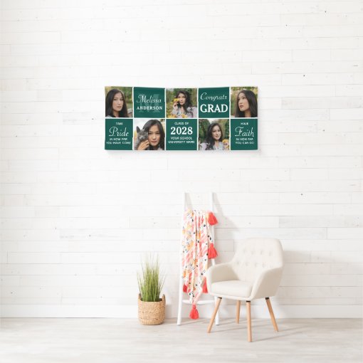Graduation Modern Inspirational 5 Photo Collage Banner | Zazzle