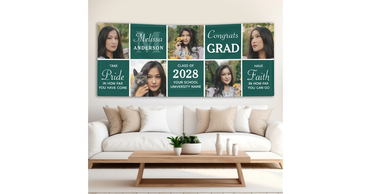 Graduation Modern Inspirational 5 Photo Collage Banner | Zazzle