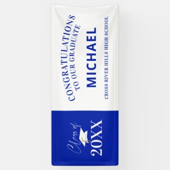 Graduation Modern Minimal CLASS OF Royal Blue Banner | Zazzle