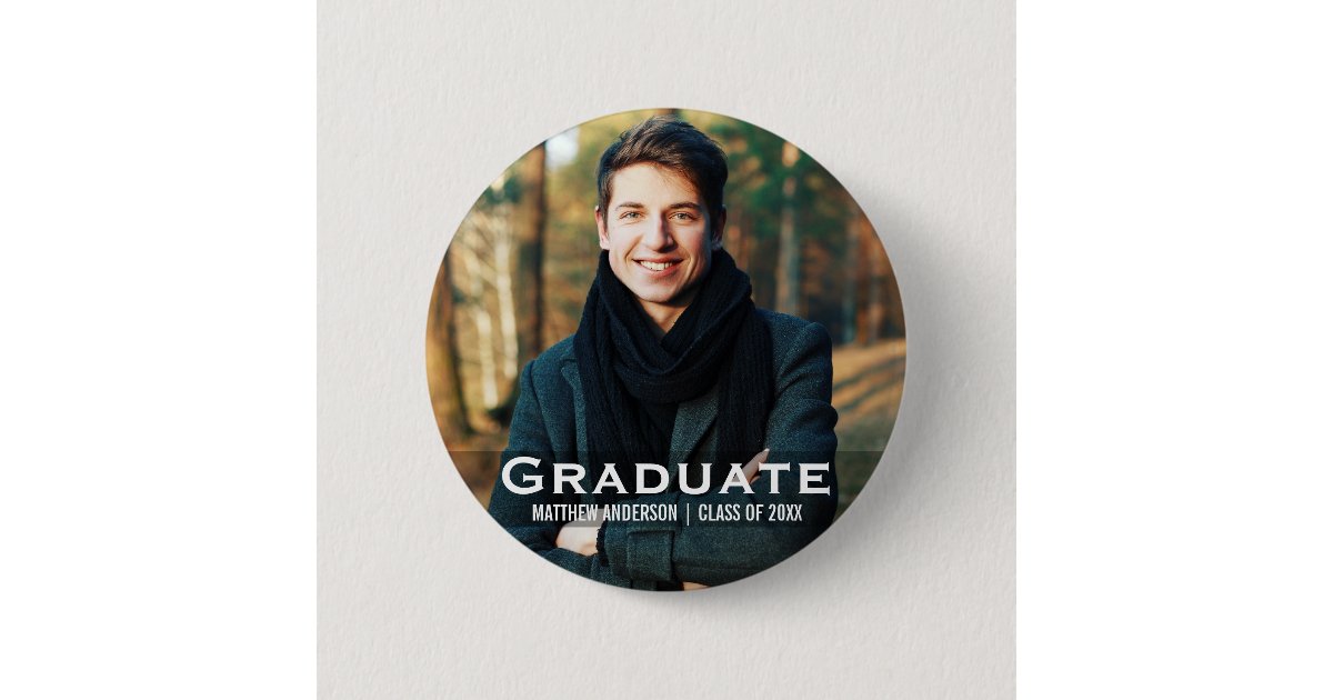 Graduation Modern Photo Button | Zazzle