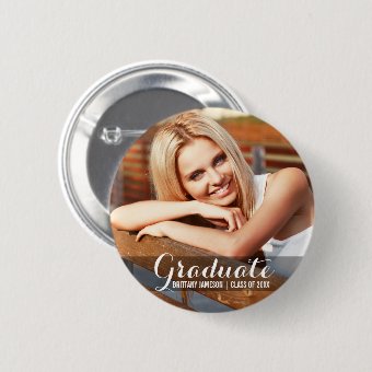 Graduation Modern Photo Button Rd Script | Zazzle