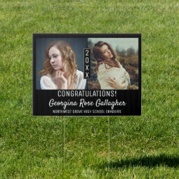 Graduation Modern Photo Collage Simple Easy Black Sign | Zazzle