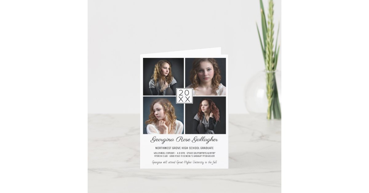 Graduation Modern Photo Collage Simple Grad Announcement | Zazzle