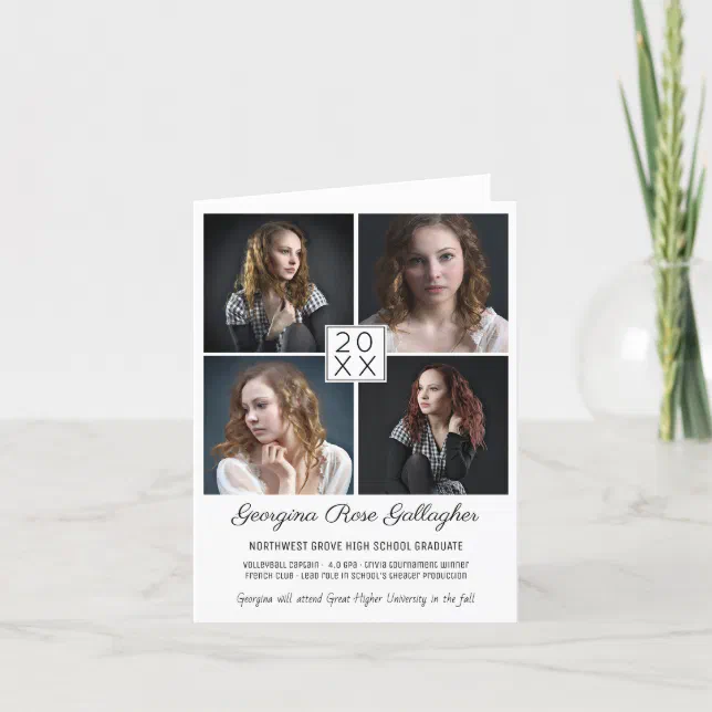 Graduation Modern Photo Collage Simple Grad Announcement | Zazzle