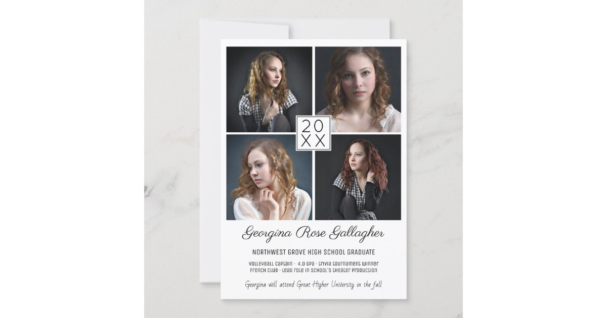 Graduation Modern Photo Collage Simple Grad Announcement | Zazzle