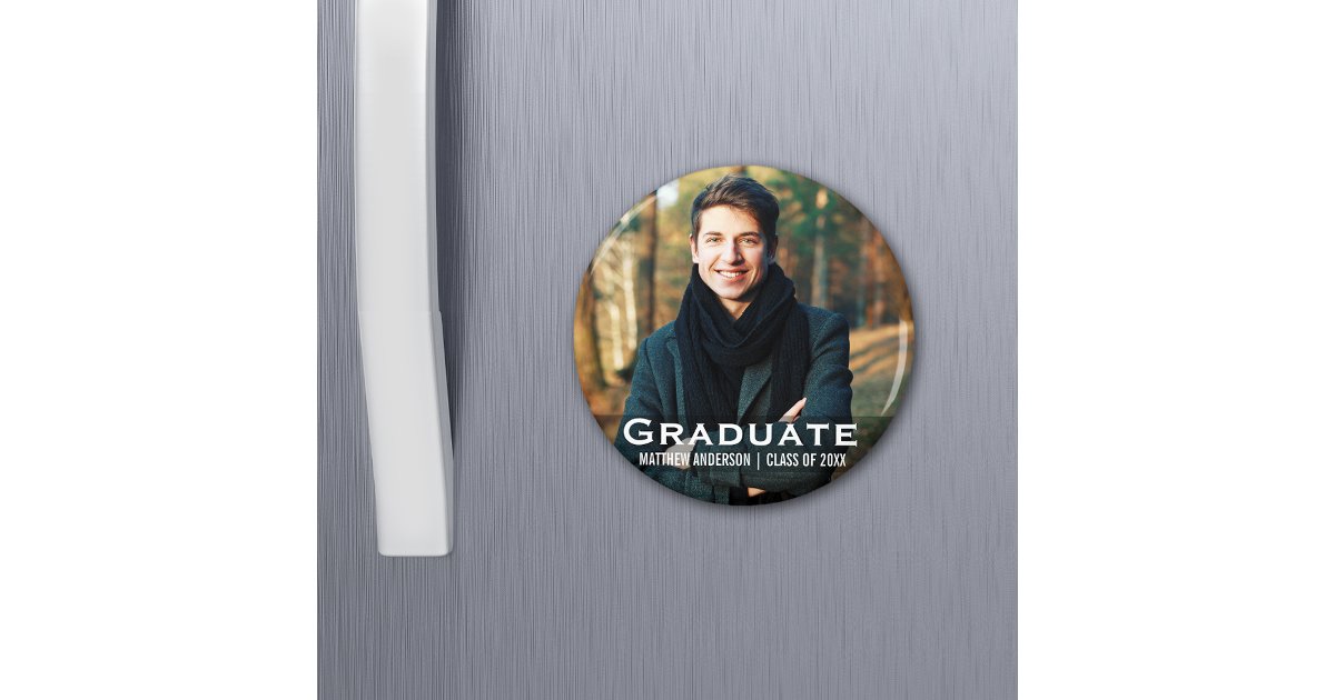 Graduation Modern Photo Magnet Round | Zazzle
