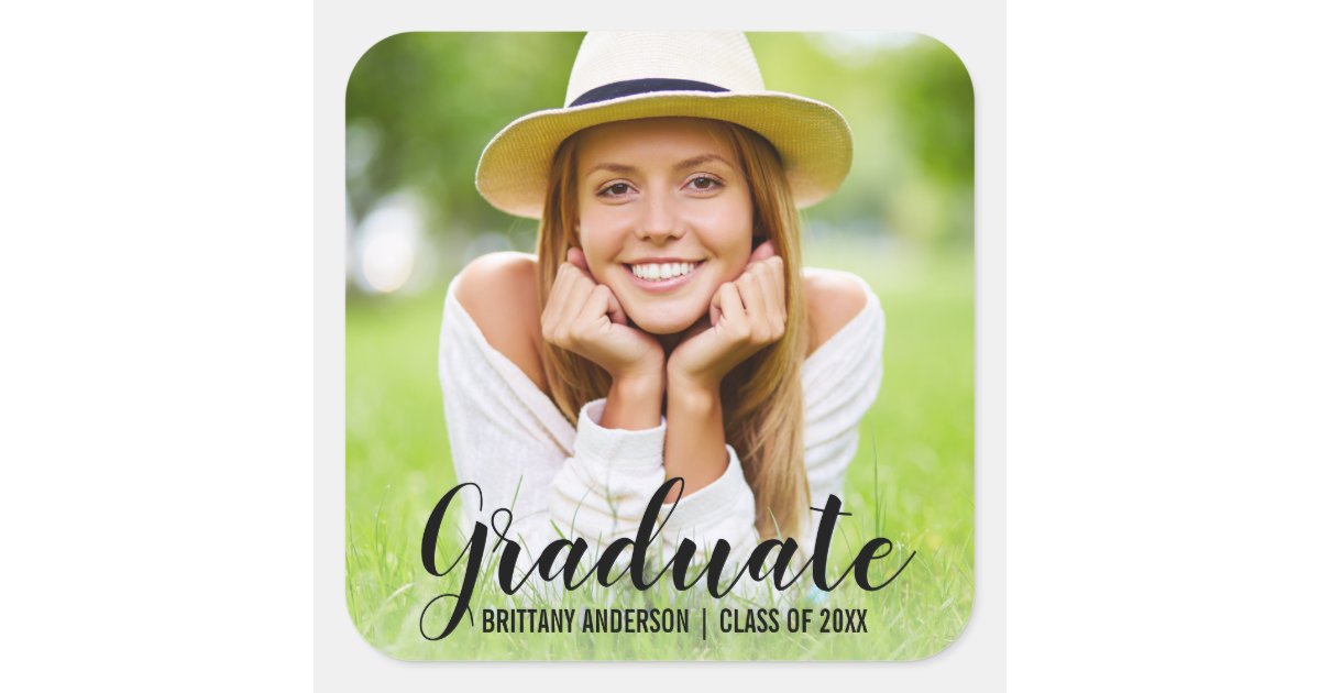 Graduation Modern Photo Name Sticker | Zazzle