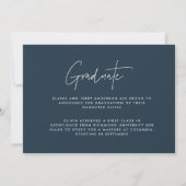 Graduation modern photo script typography blue invitation | Zazzle