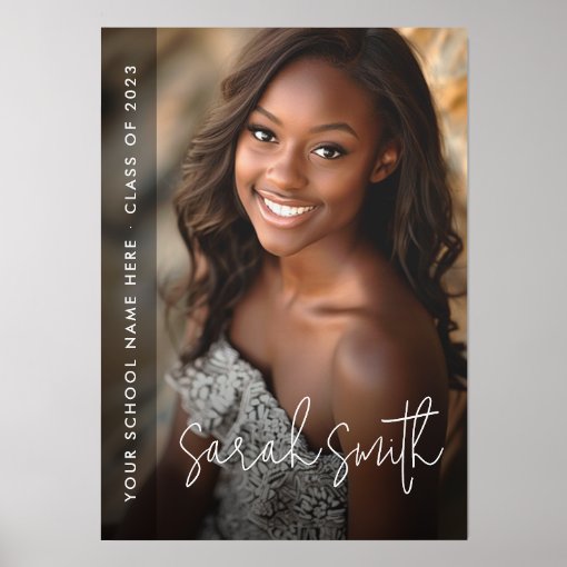 Graduation modern script dark overlay photo holder | Zazzle