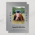 Graduation Modern Silver Black Script Photo Announcement | Zazzle