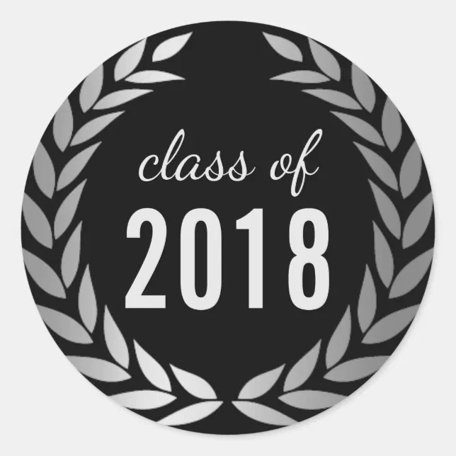 Graduation Modern Silver Class of 2018 Classic Round Sticker | Zazzle