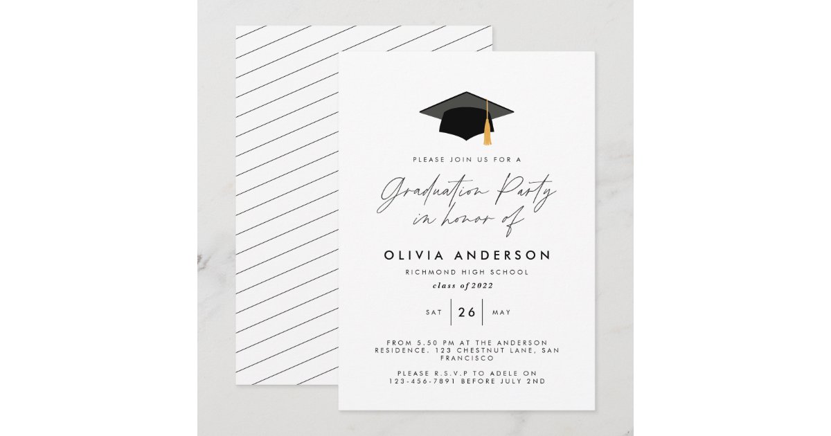 graduation modern simple elegant party invite | Zazzle