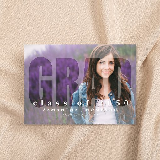 Graduation Modern Simple Grad Typography Two Photo Invitation | Zazzle