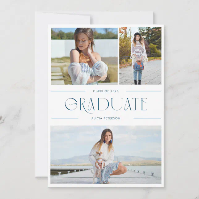 Graduation multi photo announcement and grad party | Zazzle