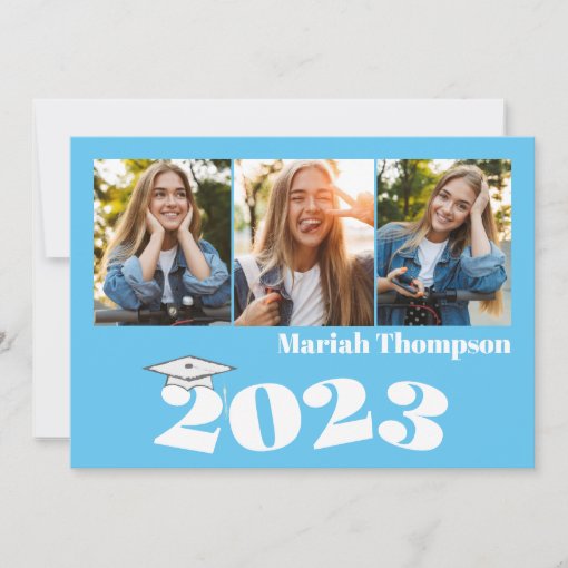 Graduation Multi Photo Blue Class Of 2023 QR Code Invitation | Zazzle