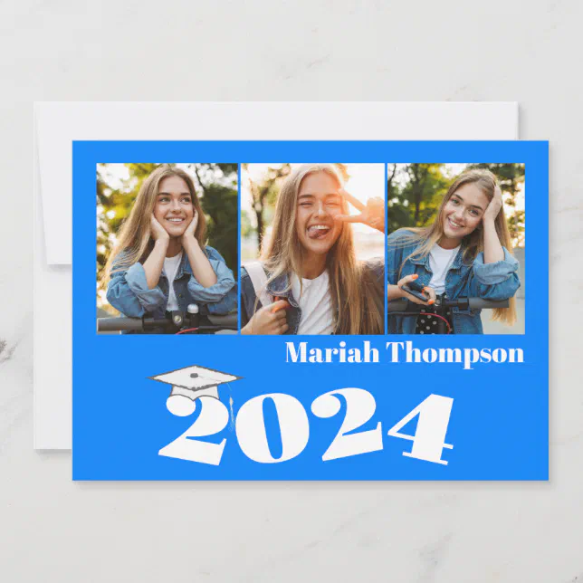Graduation Multi Photo Blue Class Of 2023 QR Code Invitation | Zazzle