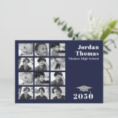Graduation Multi Photo Collage Minimalist Navy Invitation | Zazzle