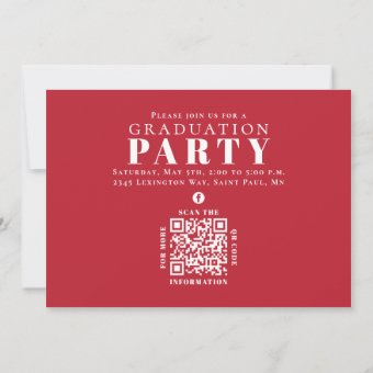 Graduation Multi Photo Collage Simple Red QR Code Invitation | Zazzle