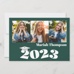 Graduation Multi Photo Green Class Of 2023 QR Code Invitation | Zazzle