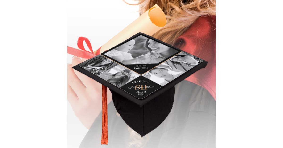 Graduation Multi Photo Hat, Topper, monogrammed Graduation Cap Topper ...