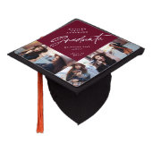 Graduation multi photo modern elegant burgundy graduation cap topper ...