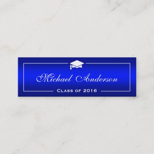 Graduation Name Card - Classy Plain Blue Gradient | Zazzle.com