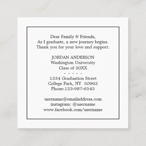 Graduation Name Card Insert Announcement - White | Zazzle