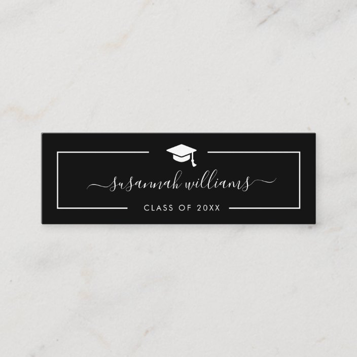 Graduation Name Card | Modern Script Black Card | Zazzle.com