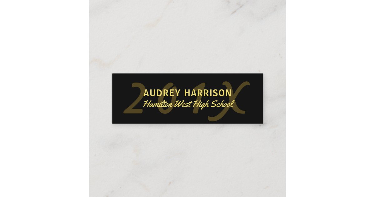Graduation Name Card Senior Year Insert Black Gold | Zazzle