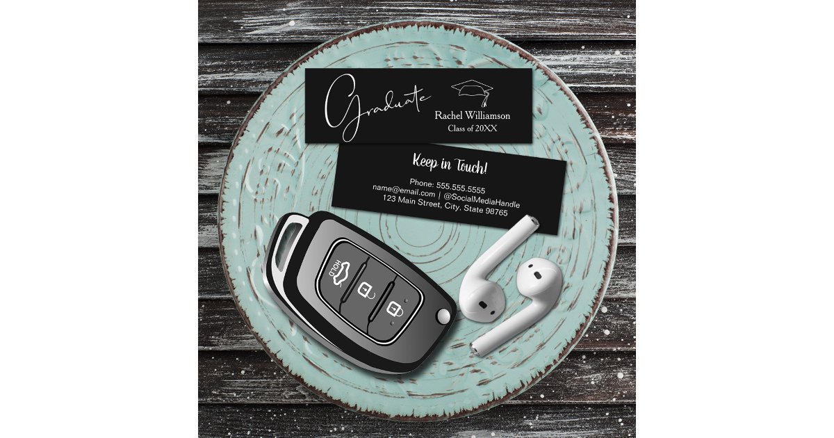 Graduation Name Class Details Black Calling Card | Zazzle