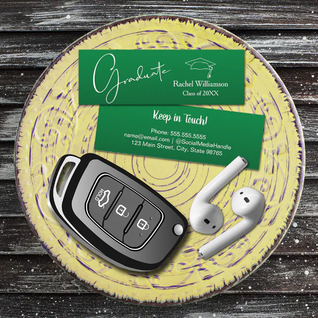 Graduation Name Class Details Green Calling Card | Zazzle