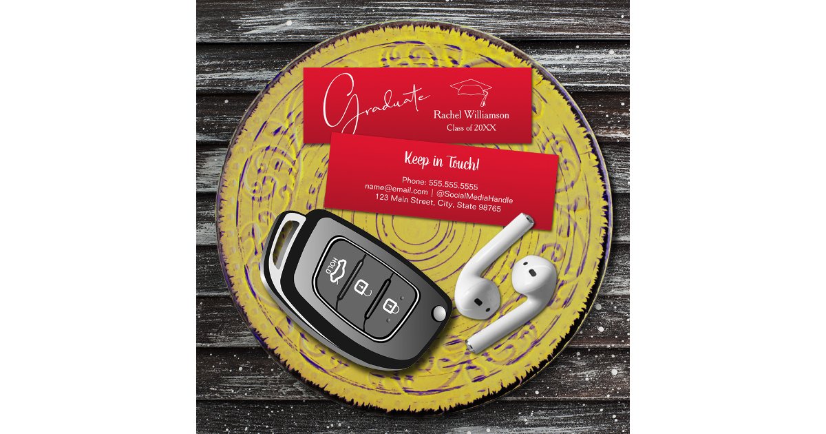 Graduation Name Class Details Red Calling Card | Zazzle