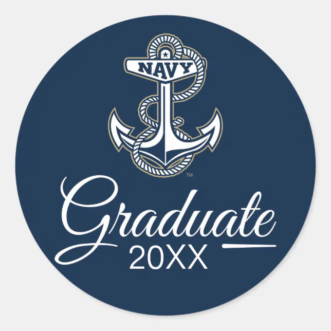 Graduation | Naval Academy Anchor Classic Round Sticker | Zazzle