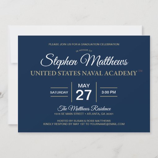 Graduation | Naval Academy Anchor Invitation | Zazzle