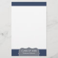 Graduation - Navy Blue Border with Class of Stationery | Zazzle