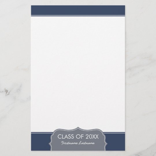 Graduation - Navy Blue Border with Class of Stationery | Zazzle.com