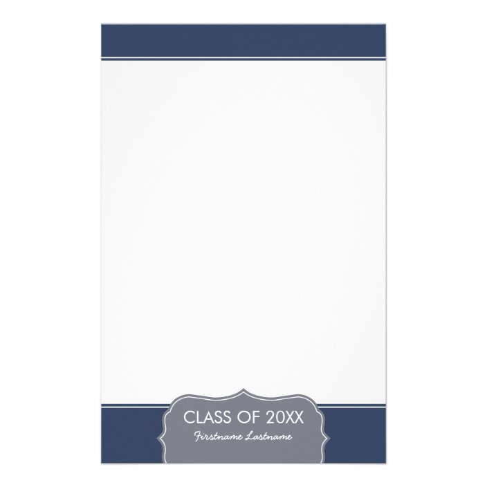 Graduation - Navy Blue Border with Class of Stationery | Zazzle.com