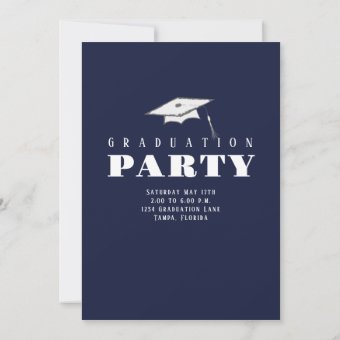 Graduation Navy Typography Photo Class Of 2023 Invitation | Zazzle