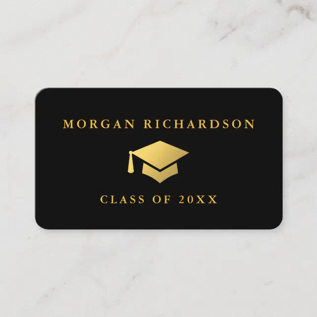 Graduation Networking Black and Gold Calling Card | Zazzle