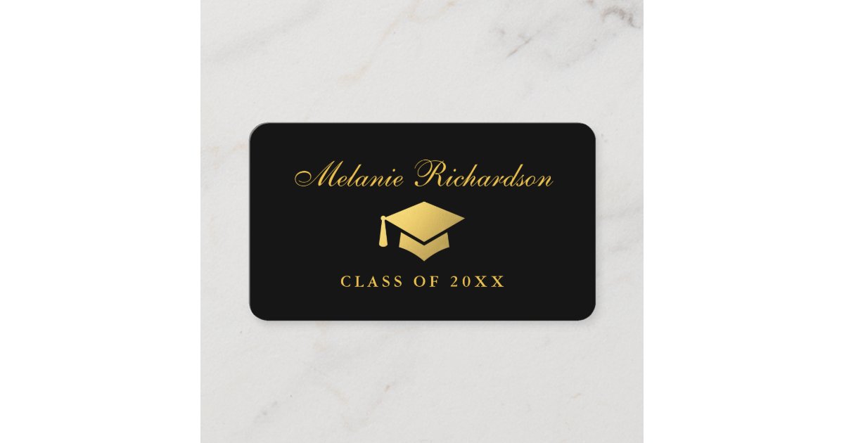Graduation Networking Gold and Black Calling Card | Zazzle