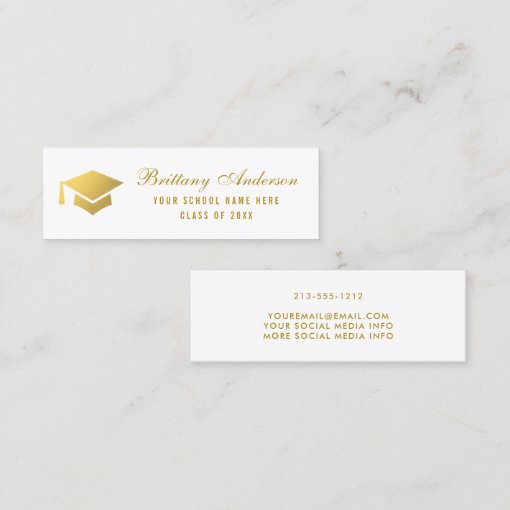 Graduation Networking Gold Calling Card | Zazzle