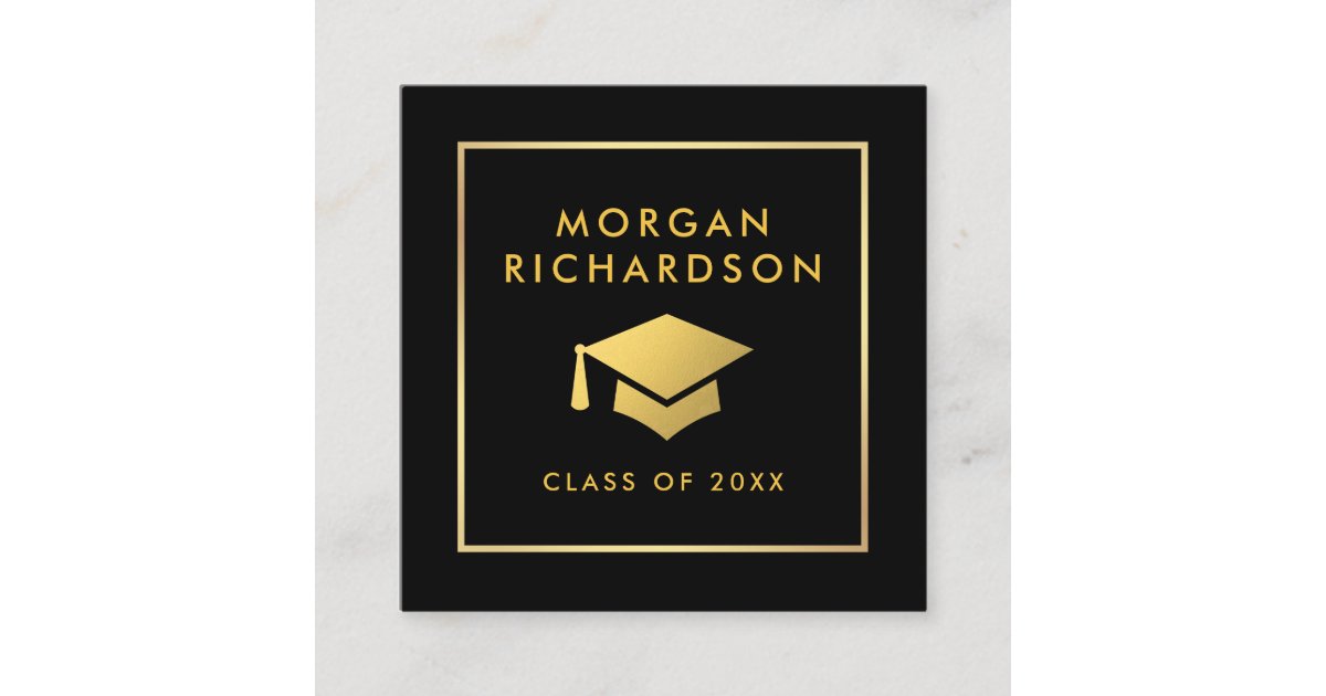 Graduation Networking Gold Frame Black Calling Card | Zazzle