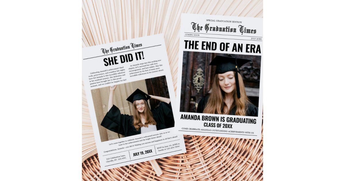 Graduation Newspaper Photo Graduation Party Invitation | Zazzle